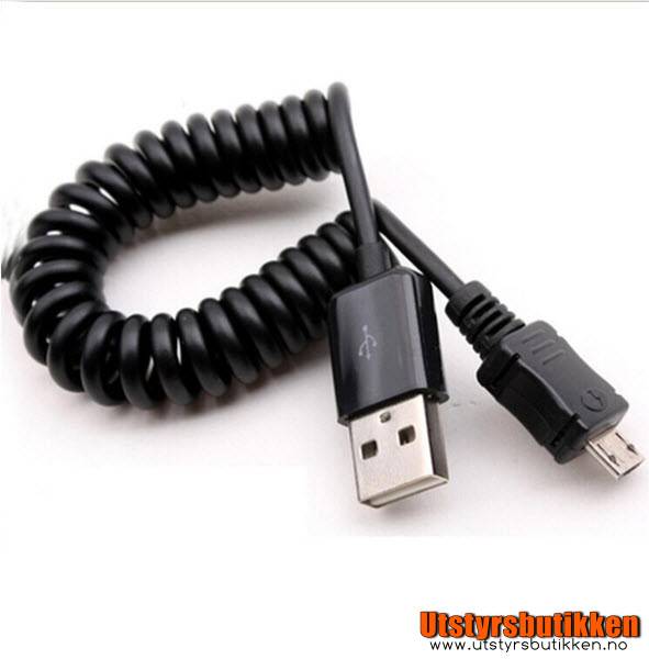 USB til Micro USB Spiralkabel - Utstyrsbutikken